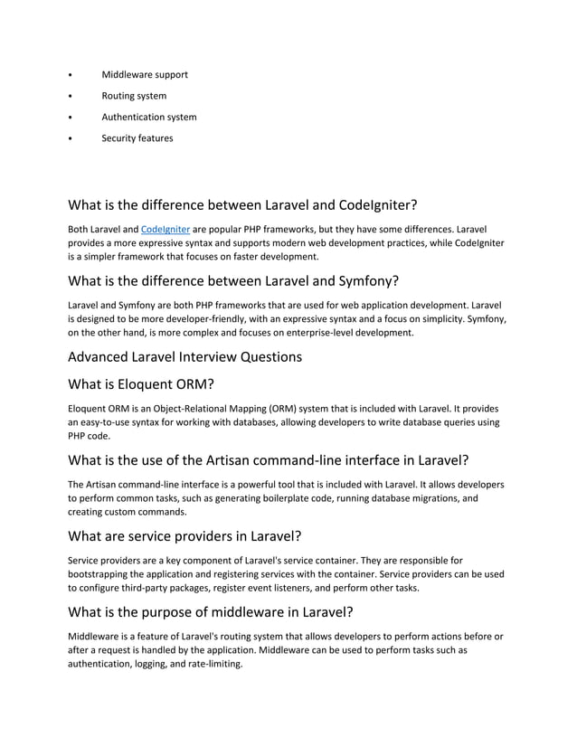 Laravel Interview Question | PDF