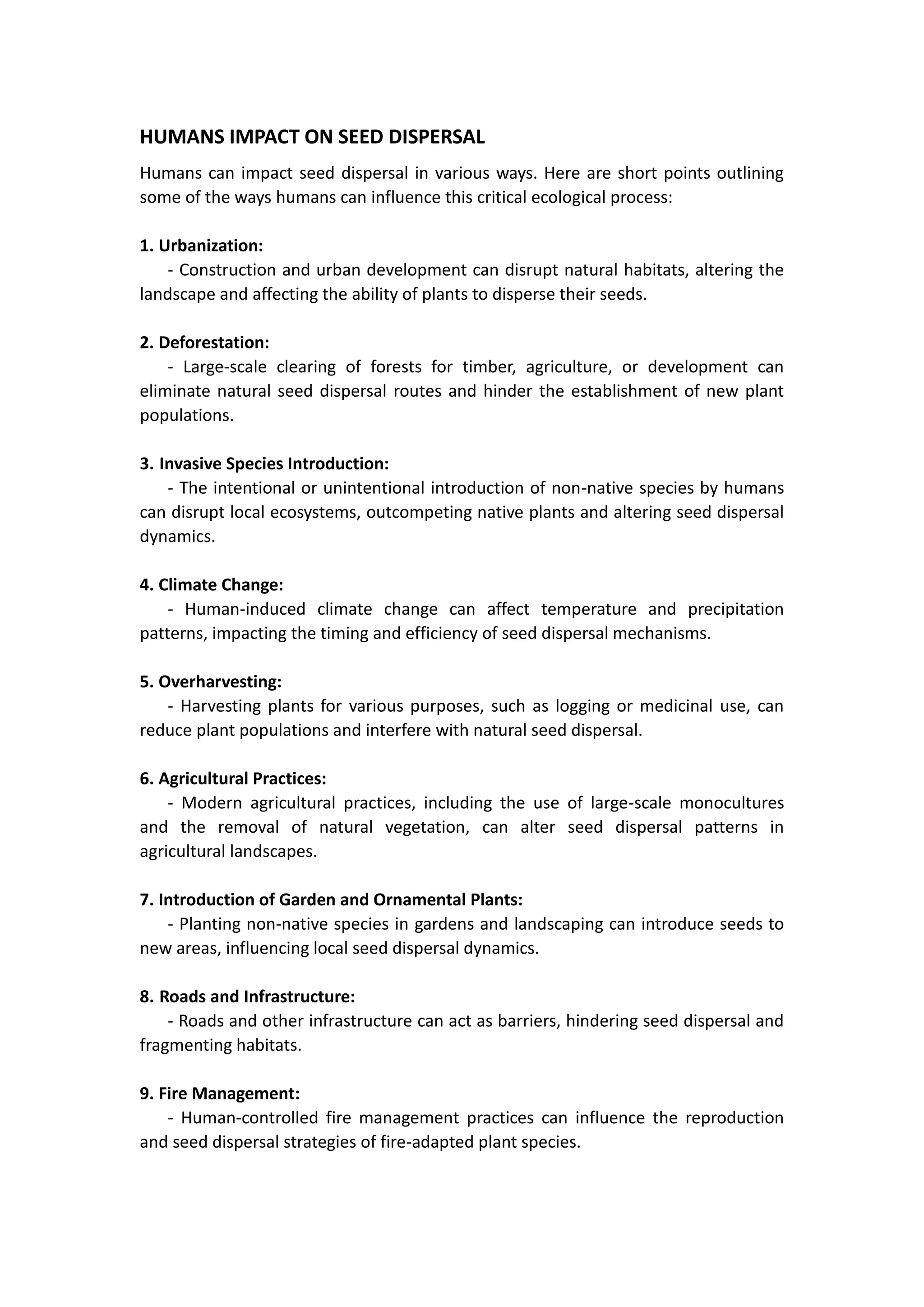 Modes of Seed Dispersal Project and Analysis | DOCX