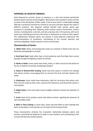 Modes of Seed Dispersal Project and Analysis | DOCX