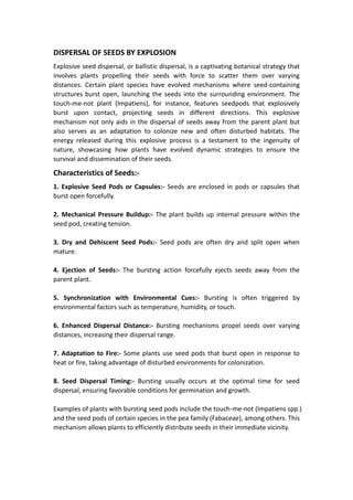Modes of Seed Dispersal Project and Analysis | DOCX