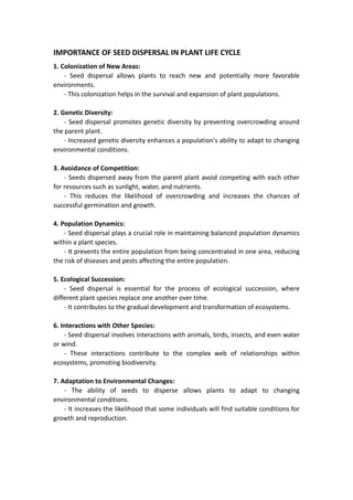Modes of Seed Dispersal Project and Analysis | DOCX