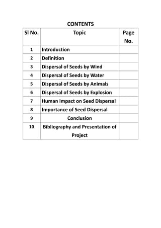 Modes of Seed Dispersal Project and Analysis | DOCX