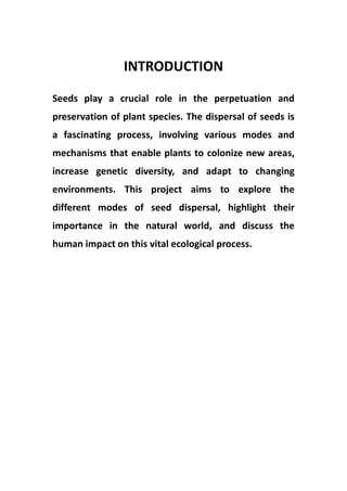 Modes of Seed Dispersal Project and Analysis | DOCX