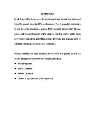 Modes of Seed Dispersal Project and Analysis | DOCX