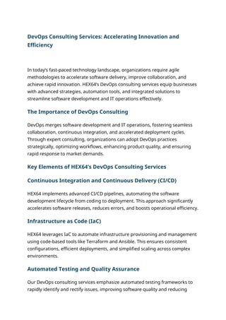 DevOps Consulting Services: Accelerating Innovation and Efficiency | DOCX