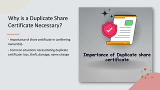 Guide to Obtaining a Duplicate Share Certificate: Step-by-Step Procedure | PDF