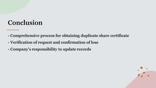Guide to Obtaining a Duplicate Share Certificate: Step-by-Step Procedure | PDF