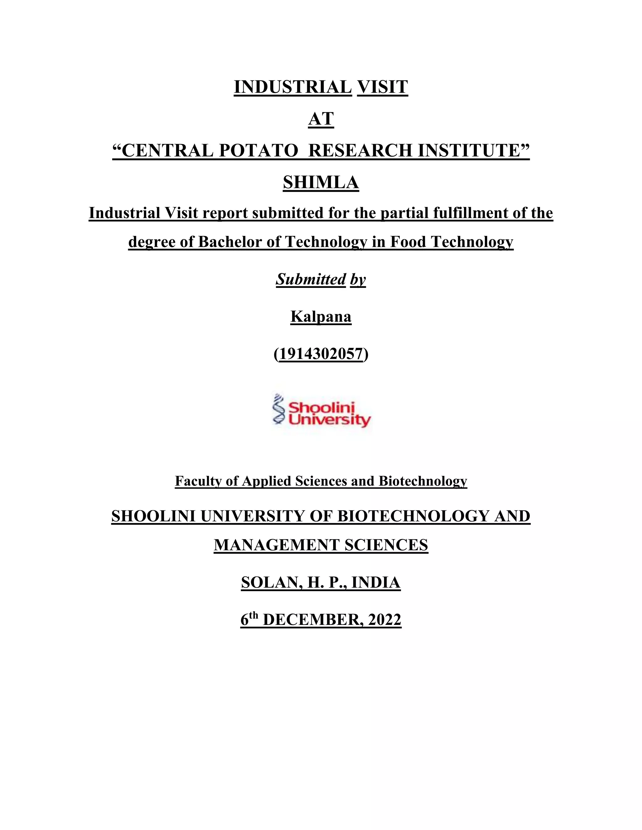 Industrial Visit report | DOCX
