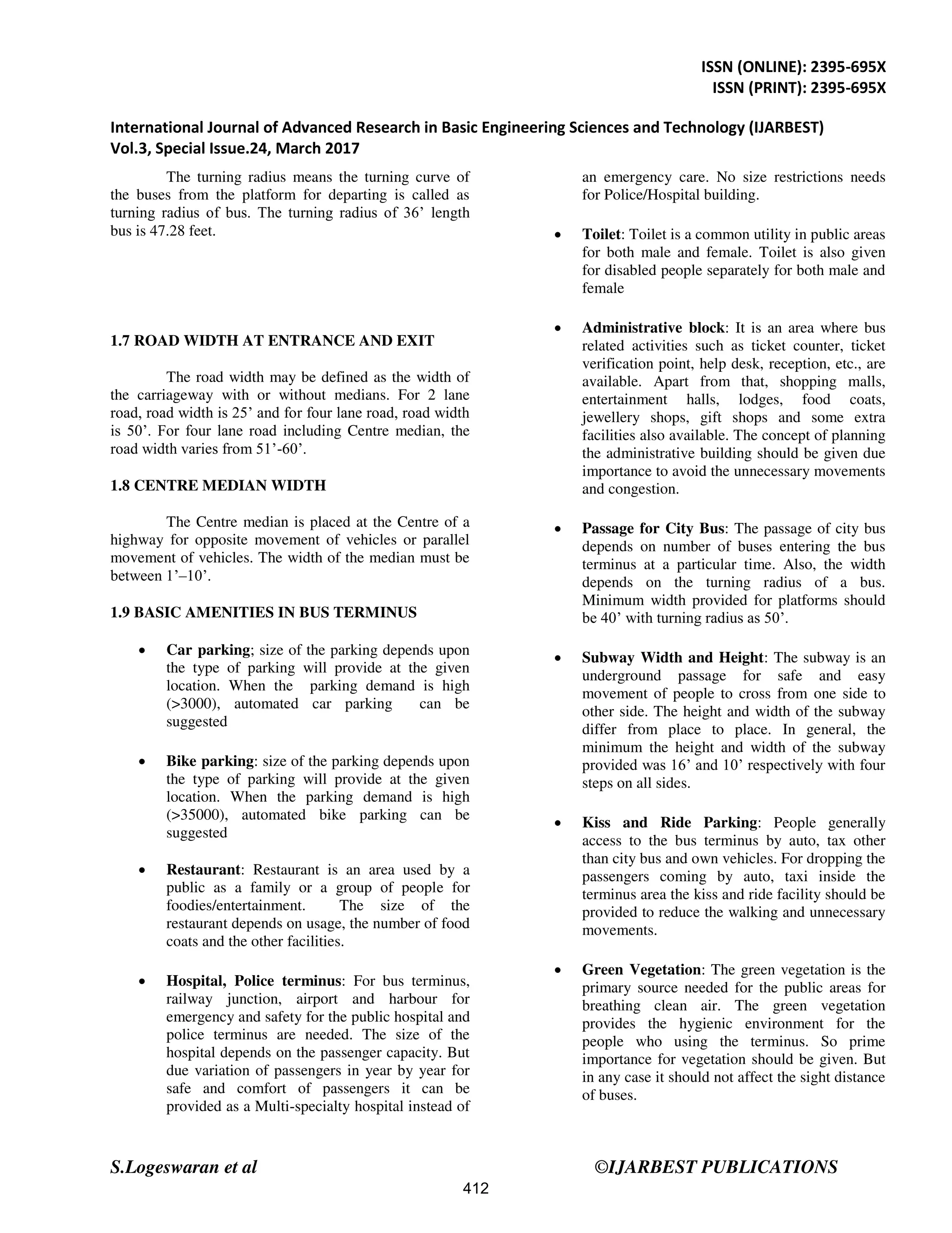 DESIGN STANDARDS FOR PLANNING A BUS TERMINUS | PDF