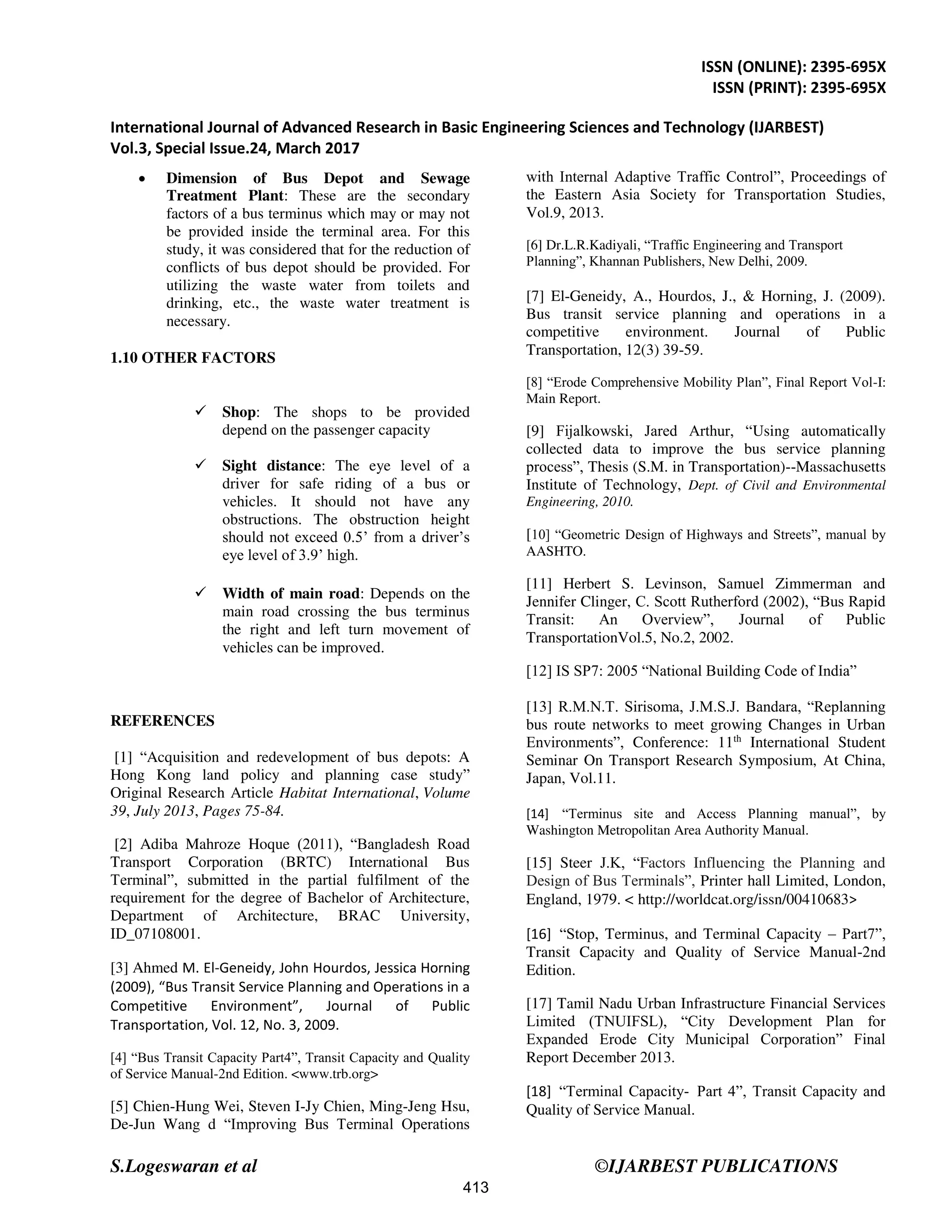DESIGN STANDARDS FOR PLANNING A BUS TERMINUS | PDF