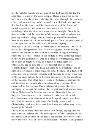 DOCUMENT 2 The Letter from Birmingham Jail is an open letter writt | DOCX