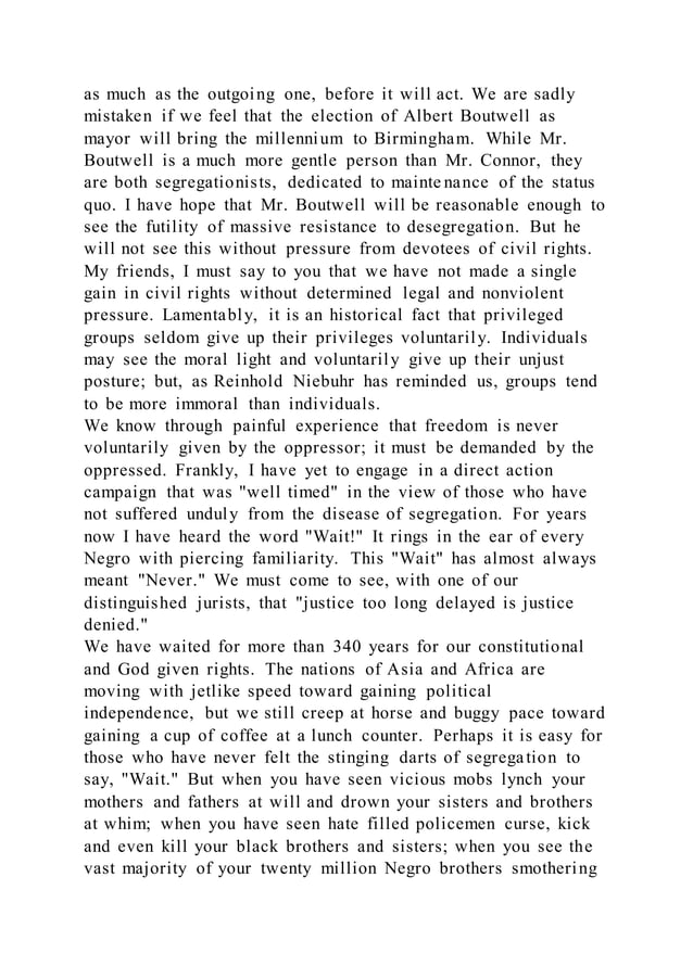 DOCUMENT 2 The Letter from Birmingham Jail is an open letter writt | PDF