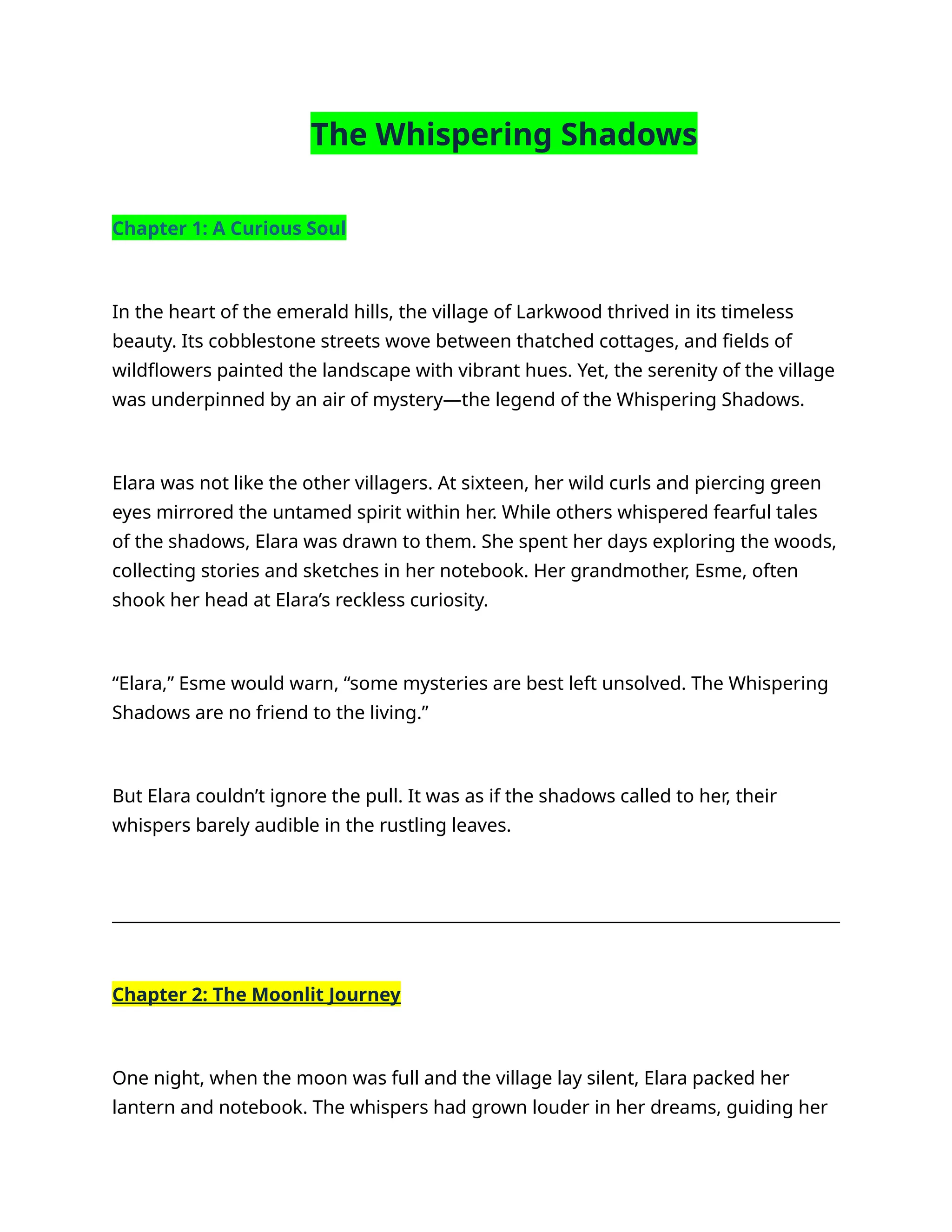 Title : The whispering shadows........... | DOCX