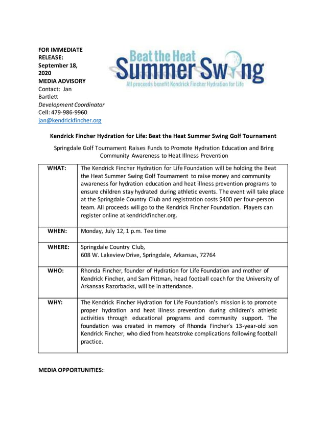 Sample Media Advisory | DOCX