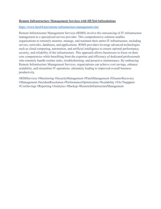Remote Infrastructure Management Services with HEX64 Infosolutions | PDF