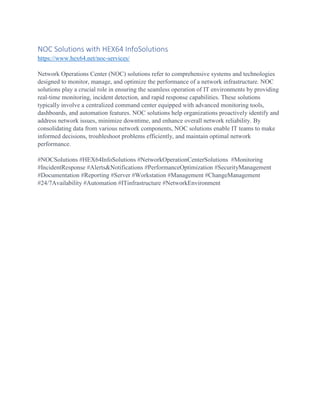 NOC Solutions with HEX64 InfoSolutions | PDF