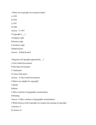 Multiple choice questions -copyright | PDF