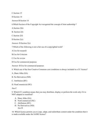 Multiple choice questions -copyright | PDF