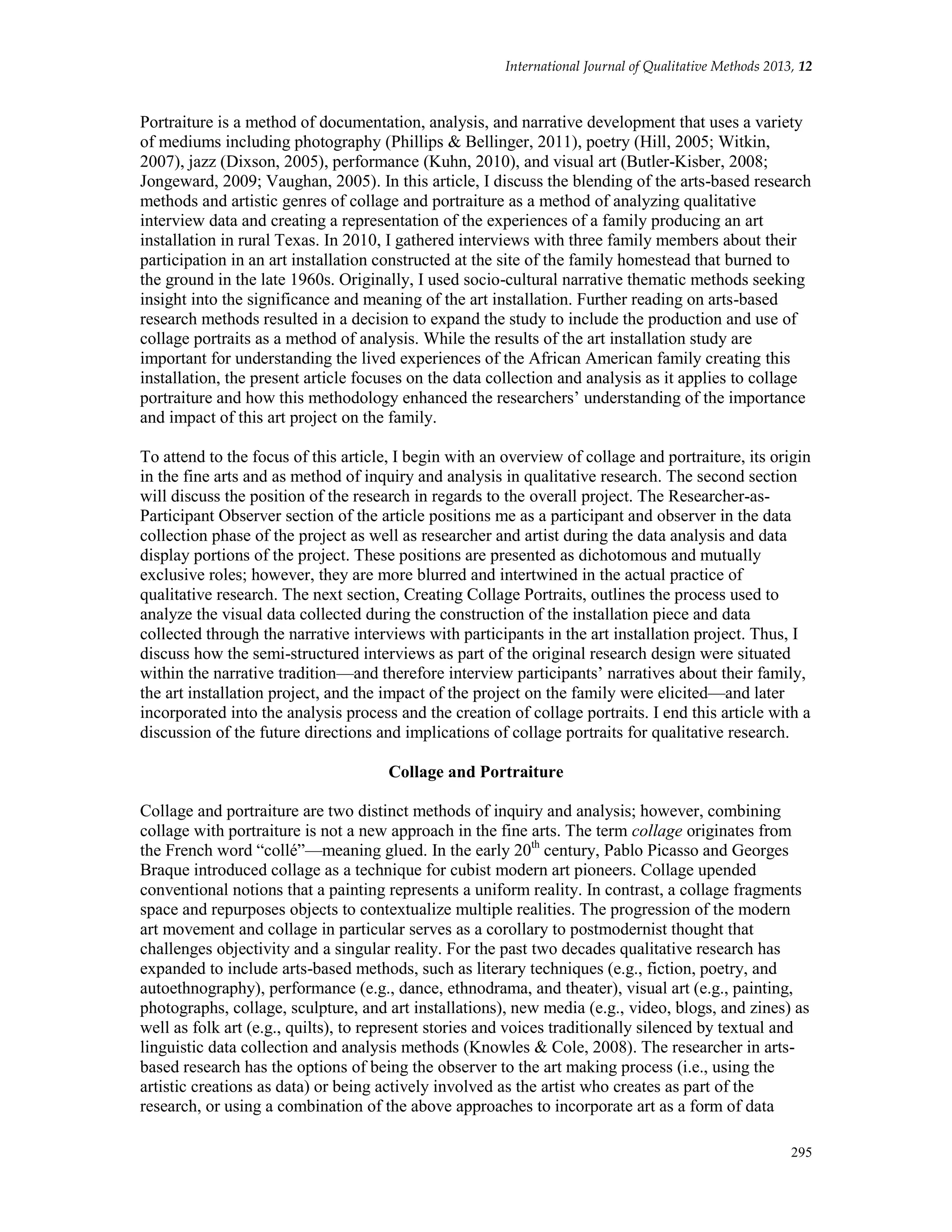 Collage Portraits as a Method of Analysis in Qualitative Research | PDF