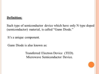 Gunn diode , negative resistance and comparison | DOCX