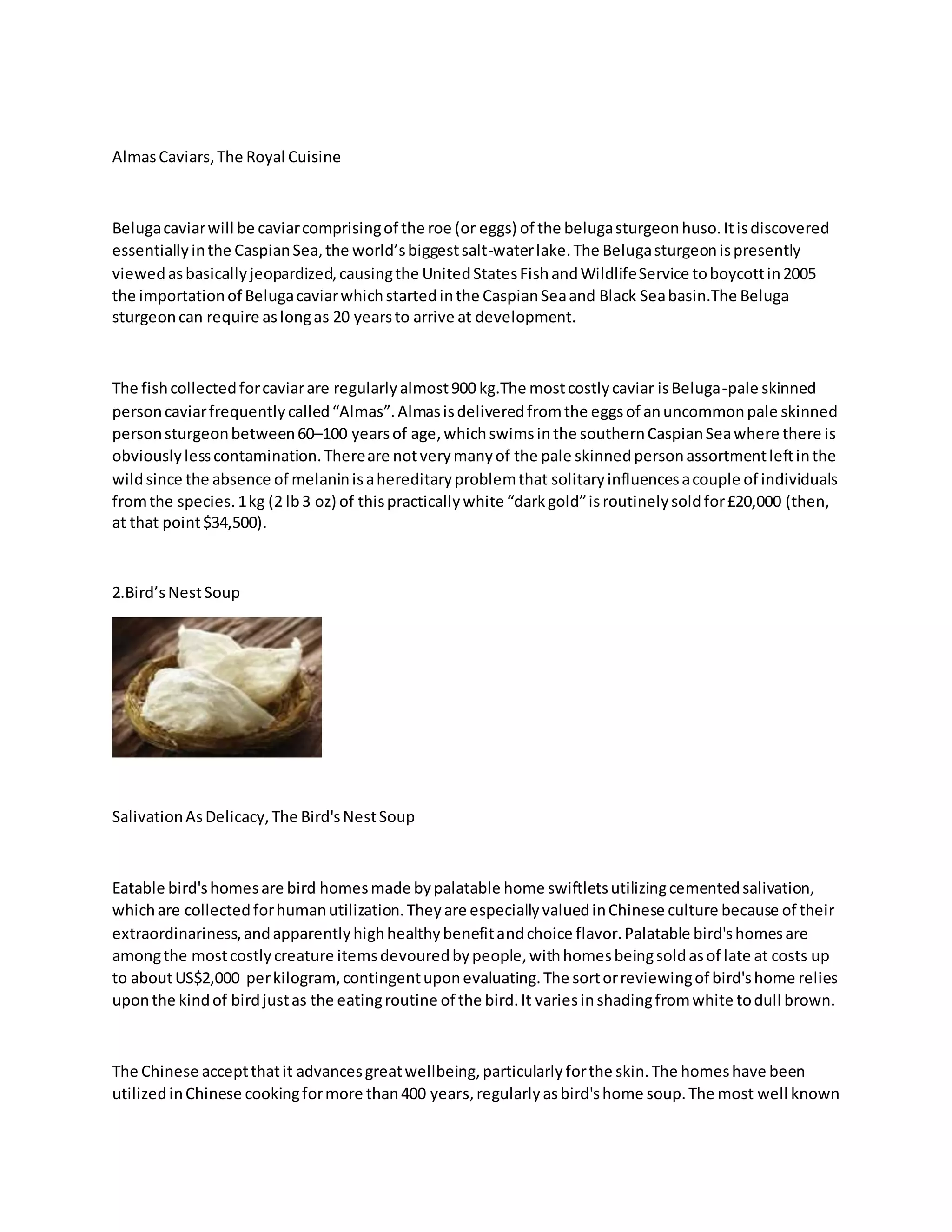 TOP 10 RARE FOODS IN THE WORLD | DOCX