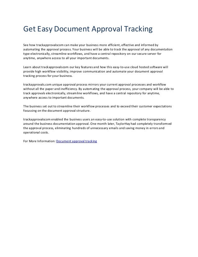 Document approval tracking