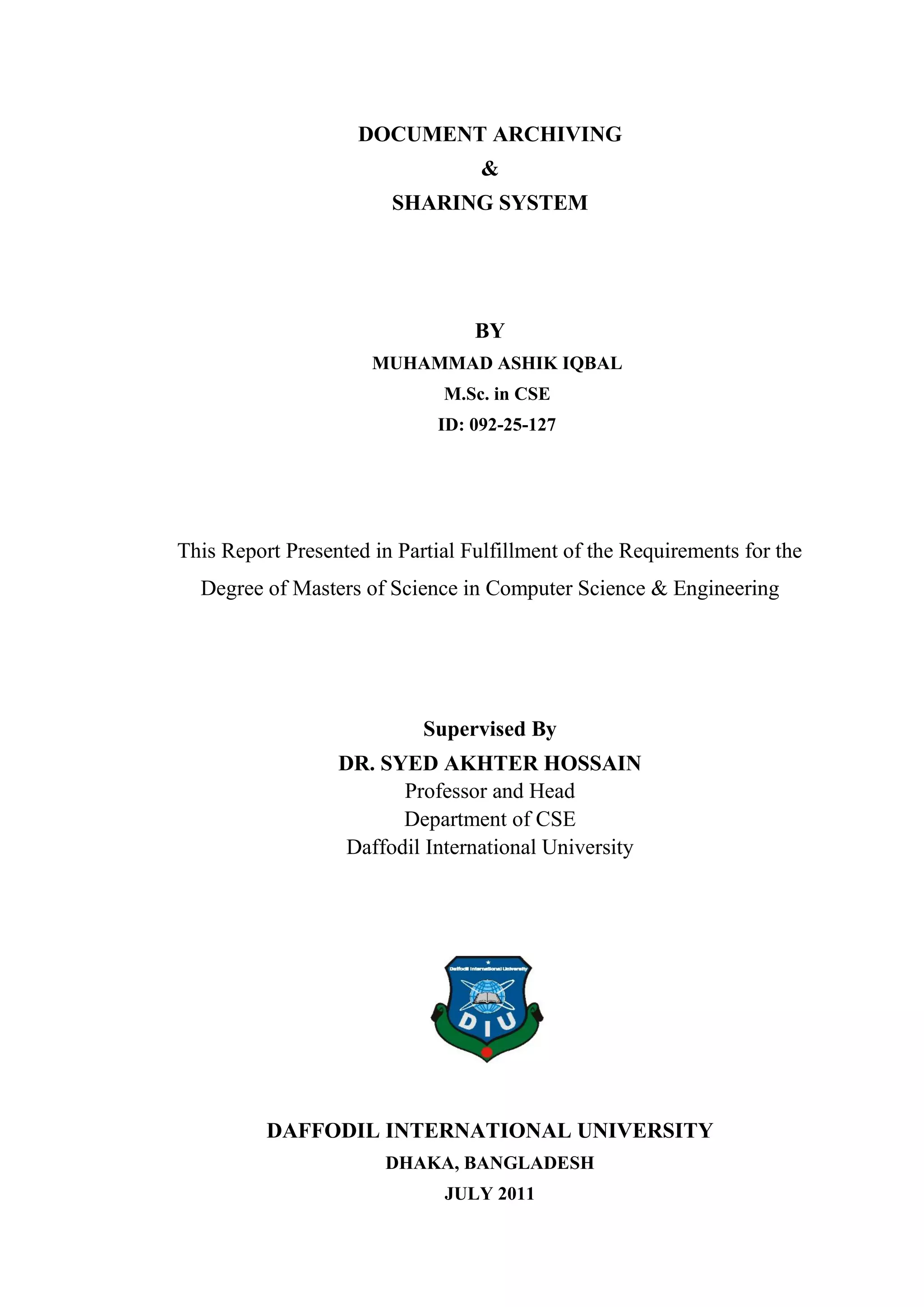 Document Archiving & Sharing System | PDF