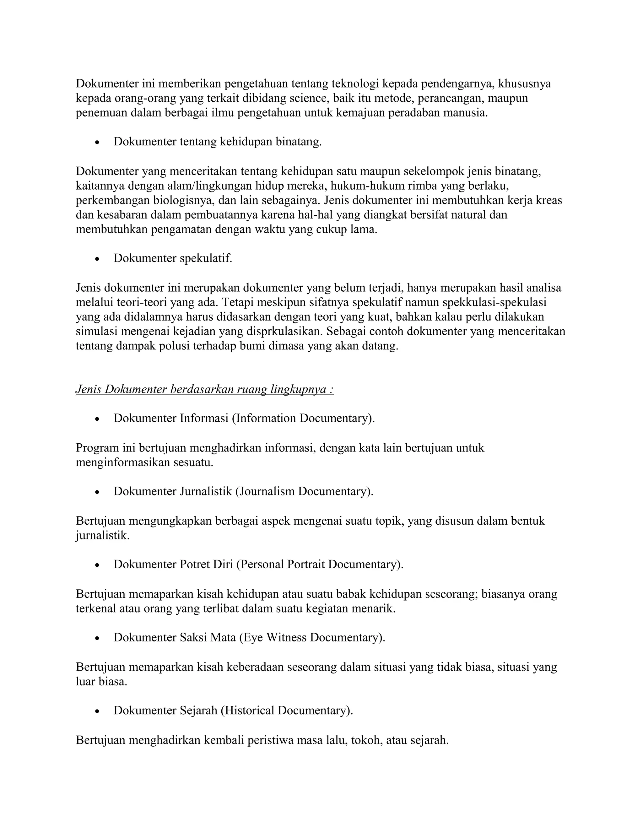 PENULISAN NASKAH BERITA RADIO FEATURE & DOKUMENTER - Documentary | DOC