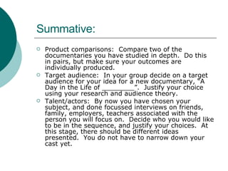 Documentary Research & Pre Production, Unit 2 Brief | PPT