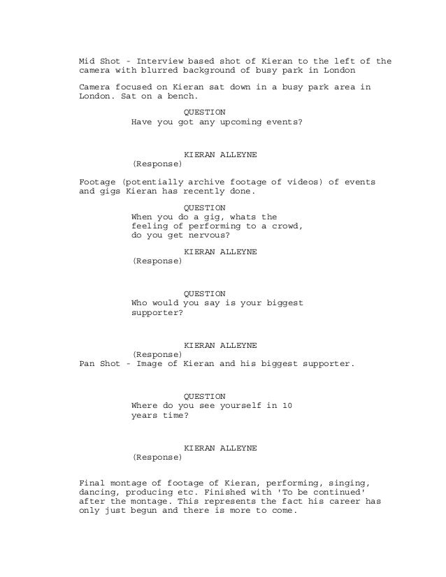 Documentary shooting script