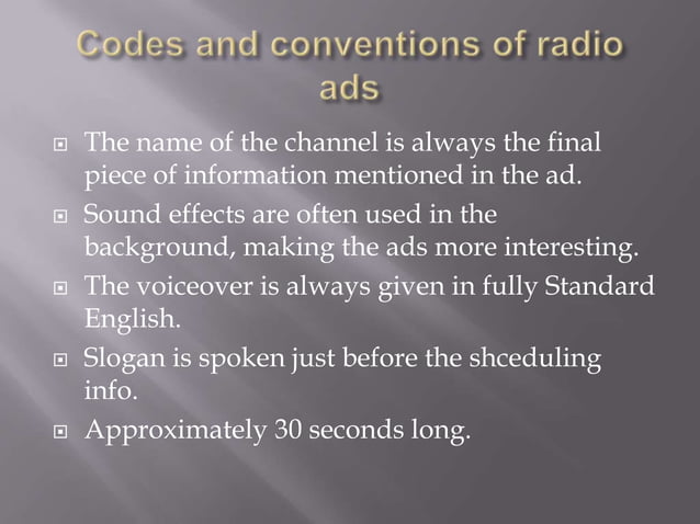 Codes and Conventions of Documentary Adverts | PPT