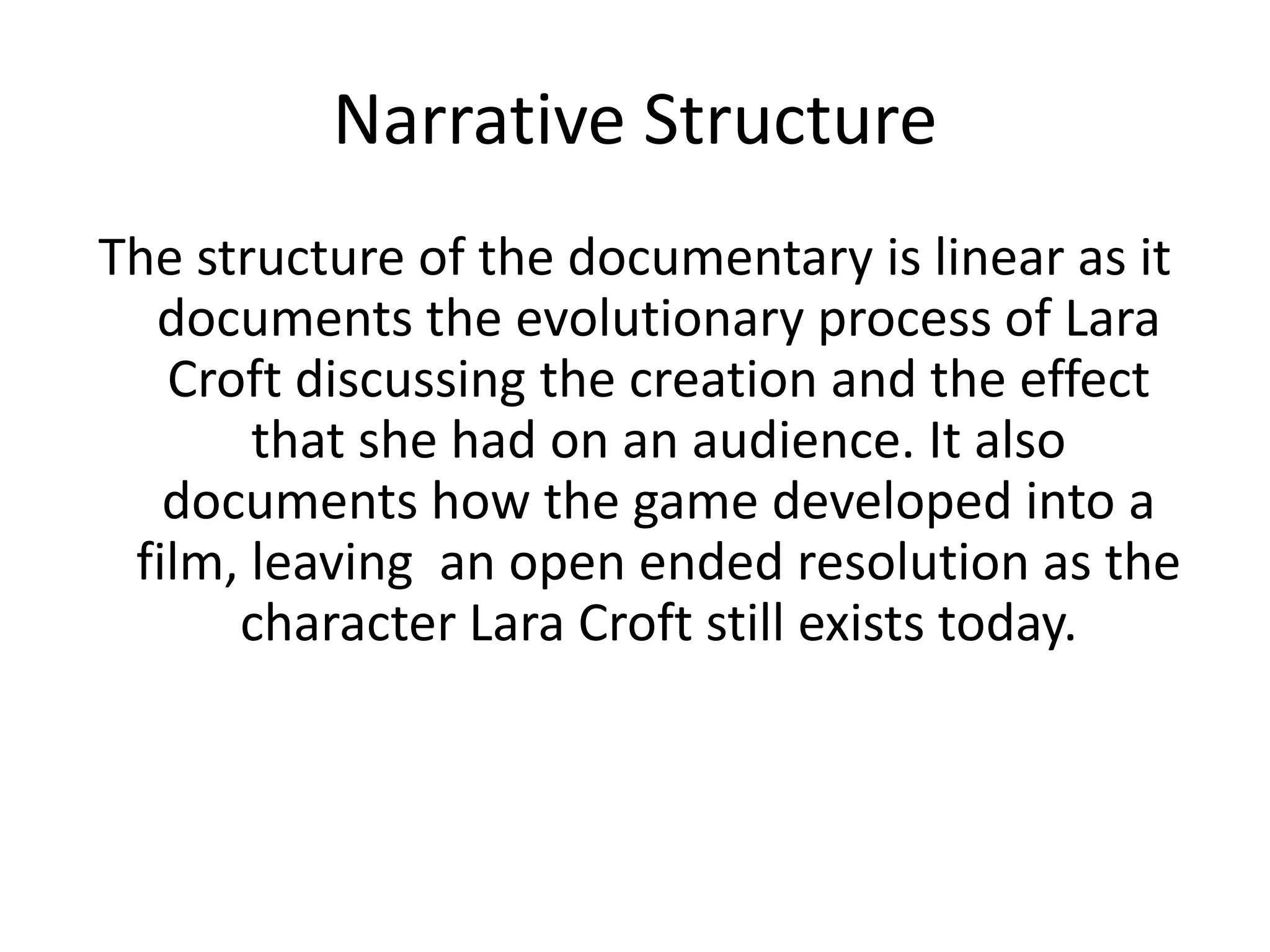 Documentary analysis tomb raider - lara croft | PPTX