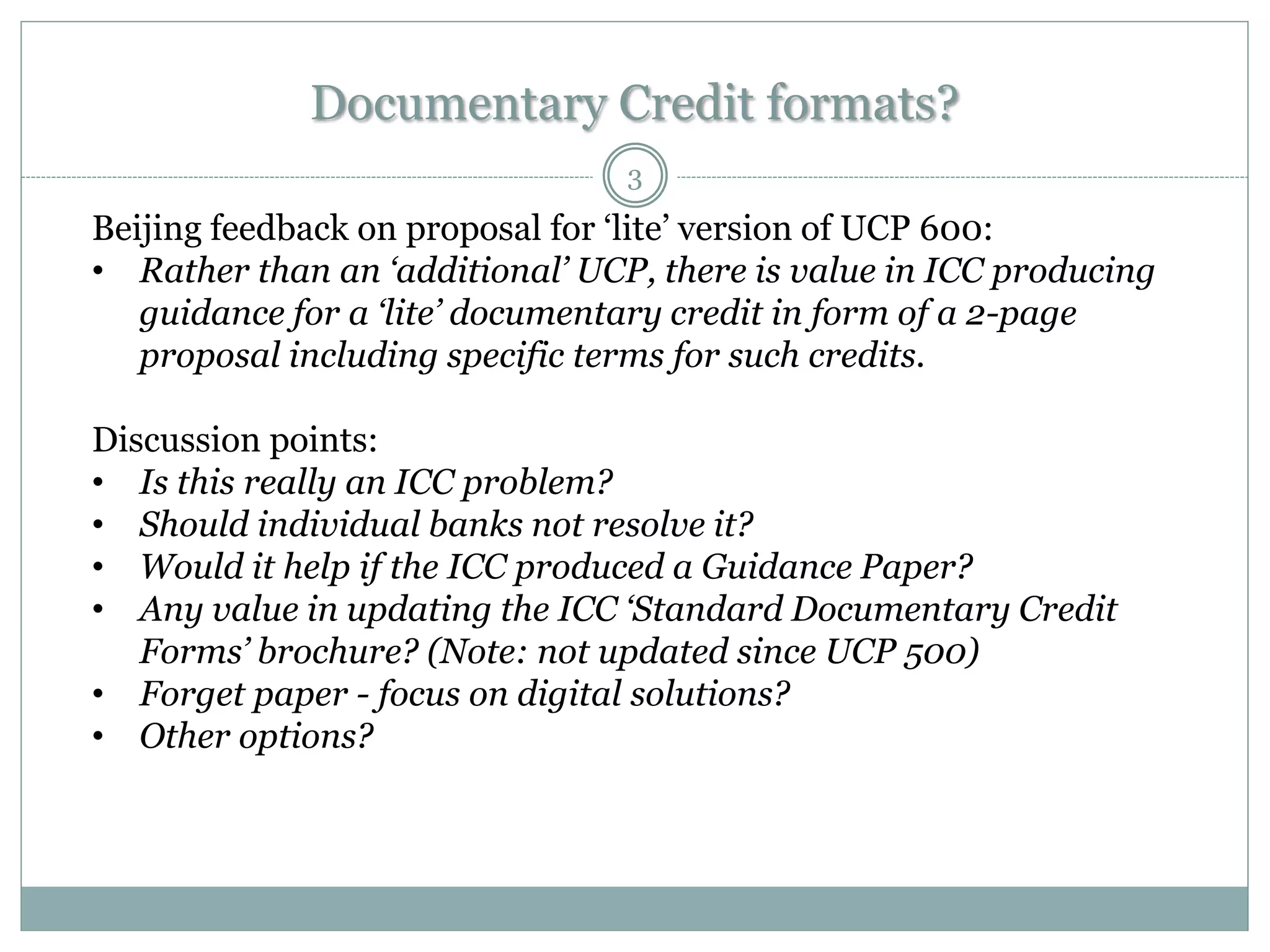 Documentary Credit Practices: Controversy & Guidance | PPTX