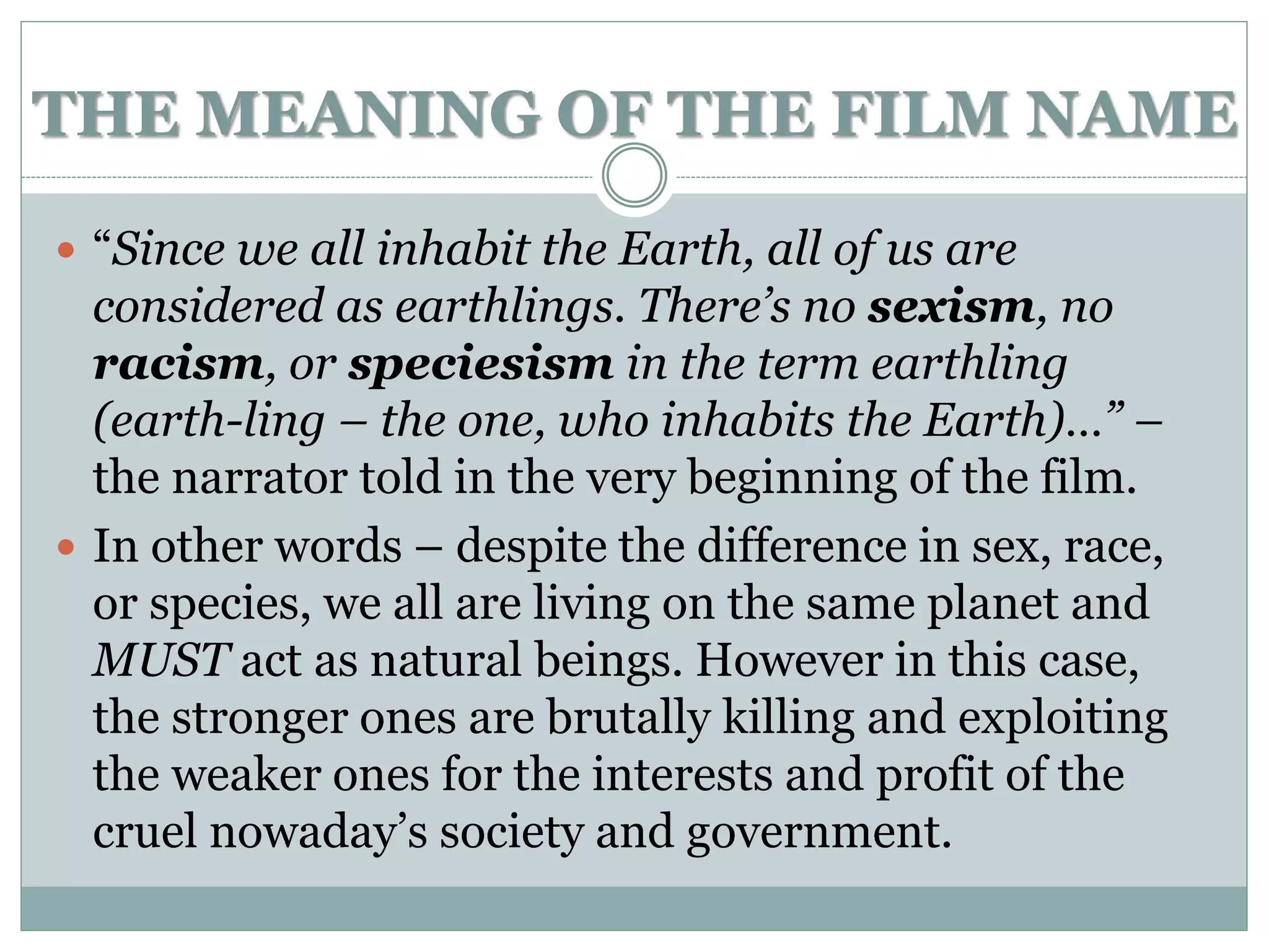 Documentary film "Earthlings" 2005 | PPT