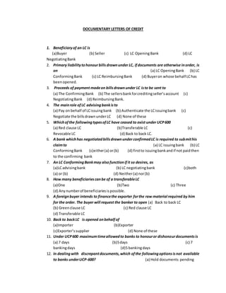Documentary letters of credit mcq s(1) | DOCX
