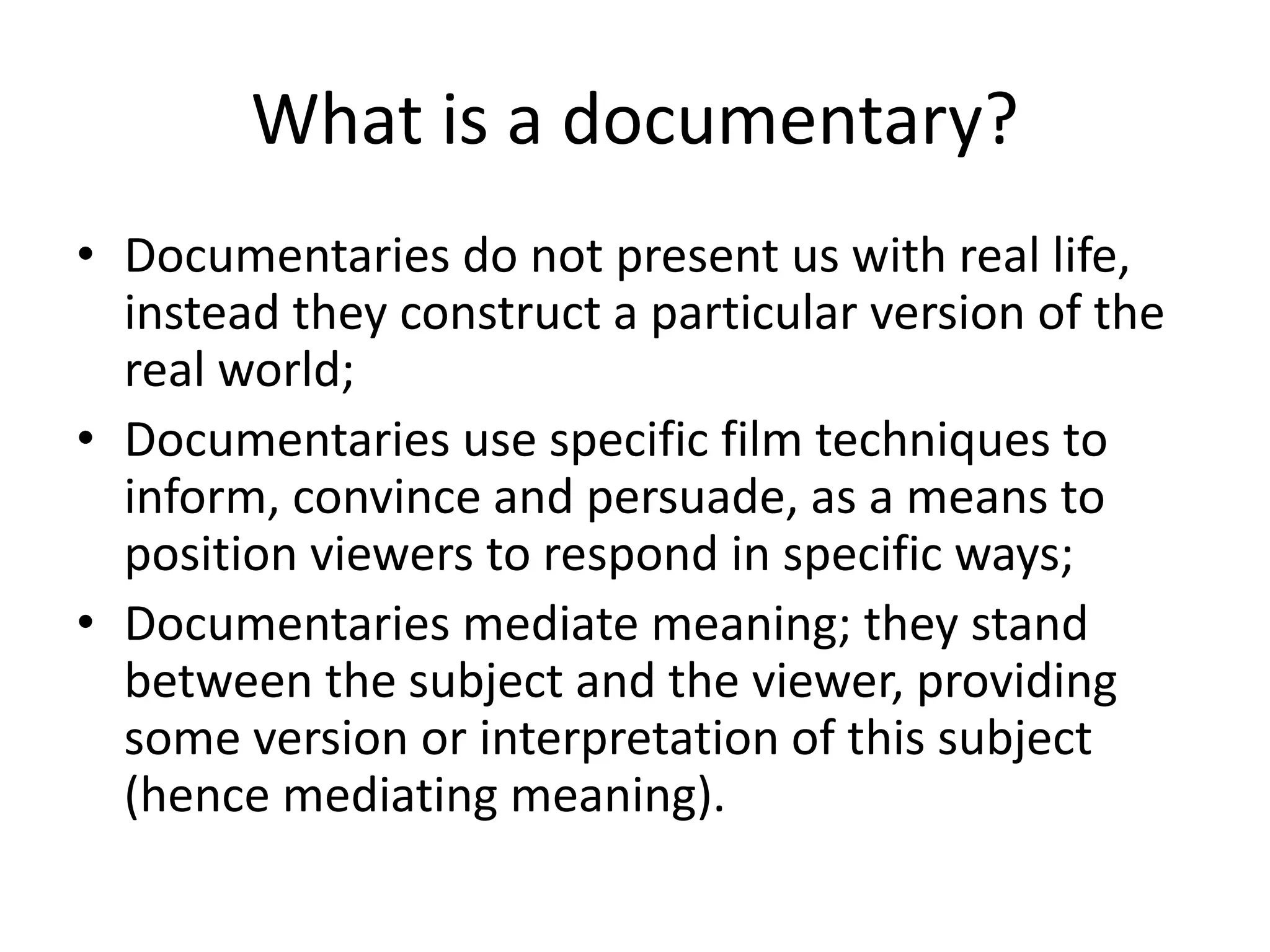 An Introduction to Documentary Films | PPTX