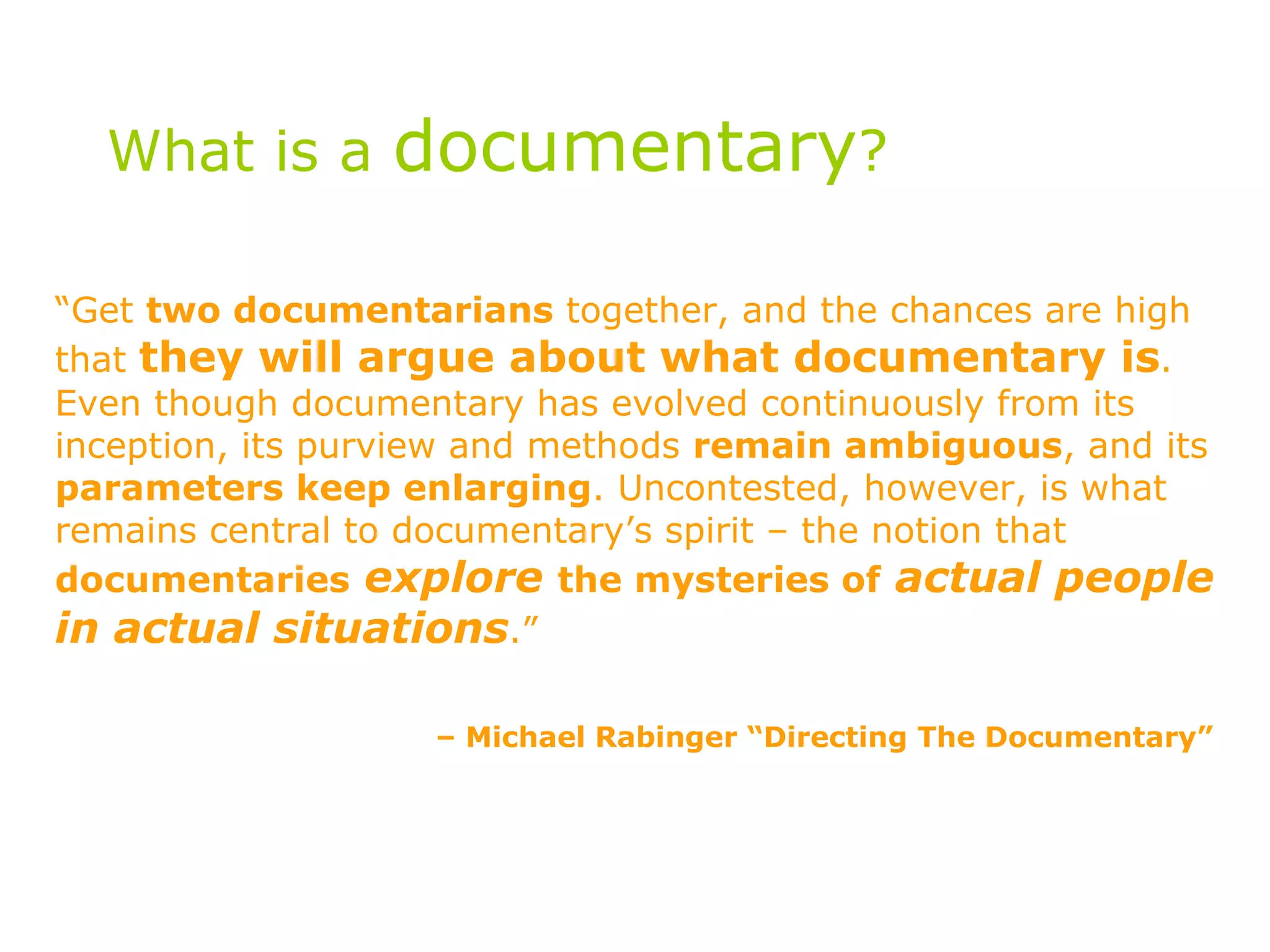 Basic Documentary Genres Outline | PPT