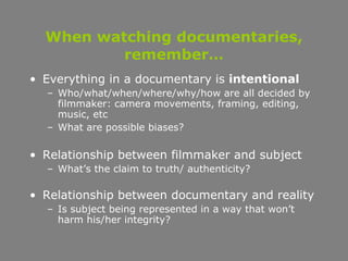 Basic Documentary Genres Outline | PPT