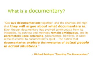 Basic Documentary Genres Outline | PPT