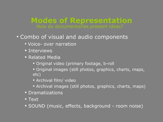 Basic Documentary Genres Outline