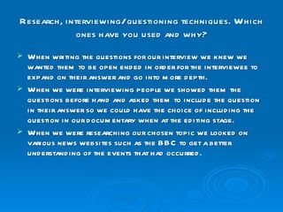 Documentary process so far | PPT