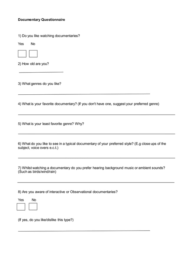 Documentary questionnaire | DOCX