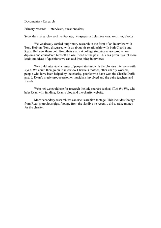 Documentary research | DOCX | Documentary | Genres