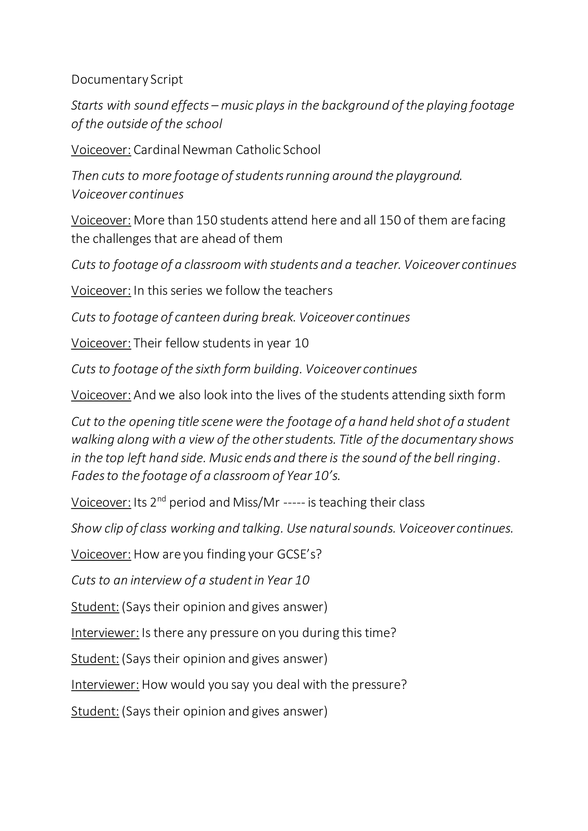 Documentary Script | DOCX