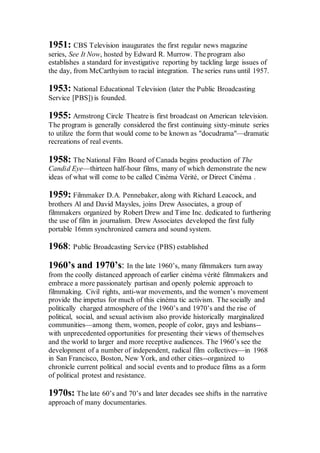 Documentary History Timeline | DOCX