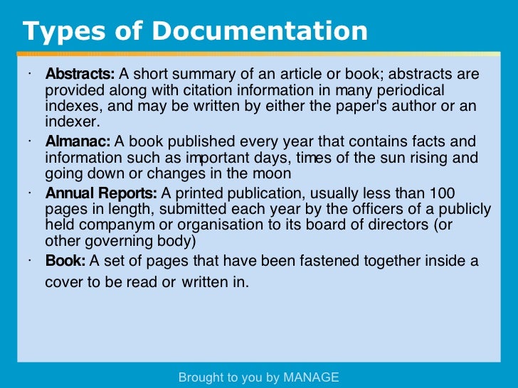 Documentation Meaning
