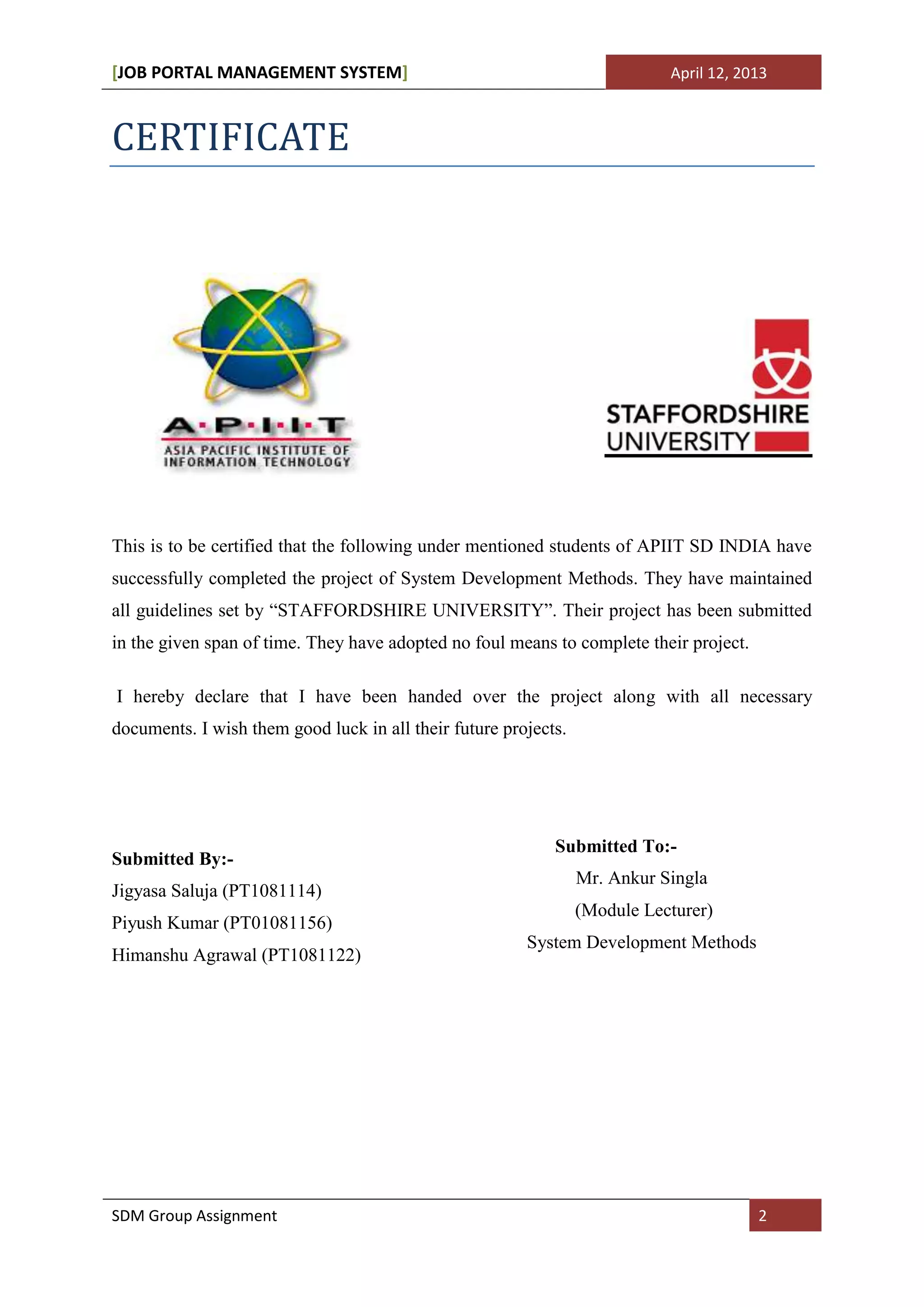 JOB PORTAL SYSTEM | DOCX