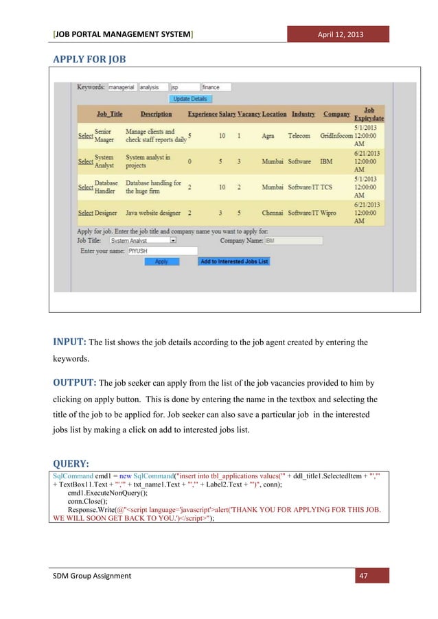 JOB PORTAL SYSTEM | DOCX | Databases | Computer Software and Applications