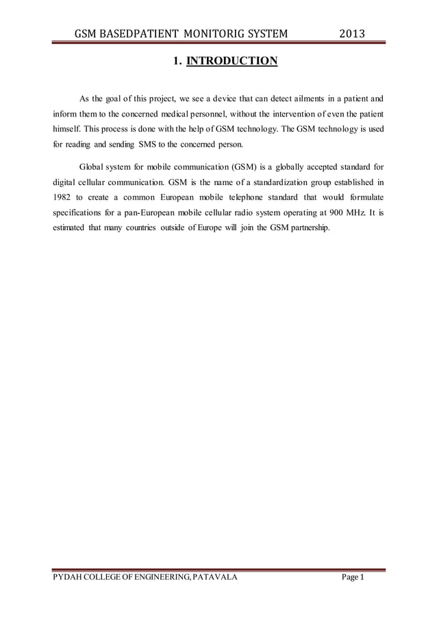 GSM based patient monitoring system | DOCX | Computing | Technology ...