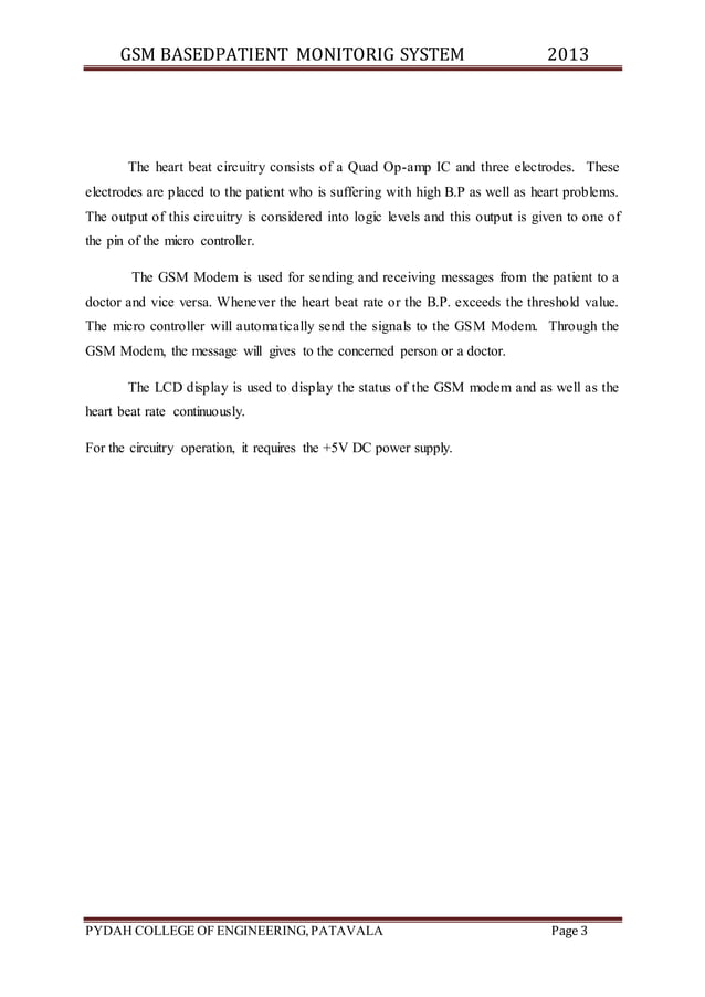 GSM based patient monitoring system | DOCX | Computing | Technology ...